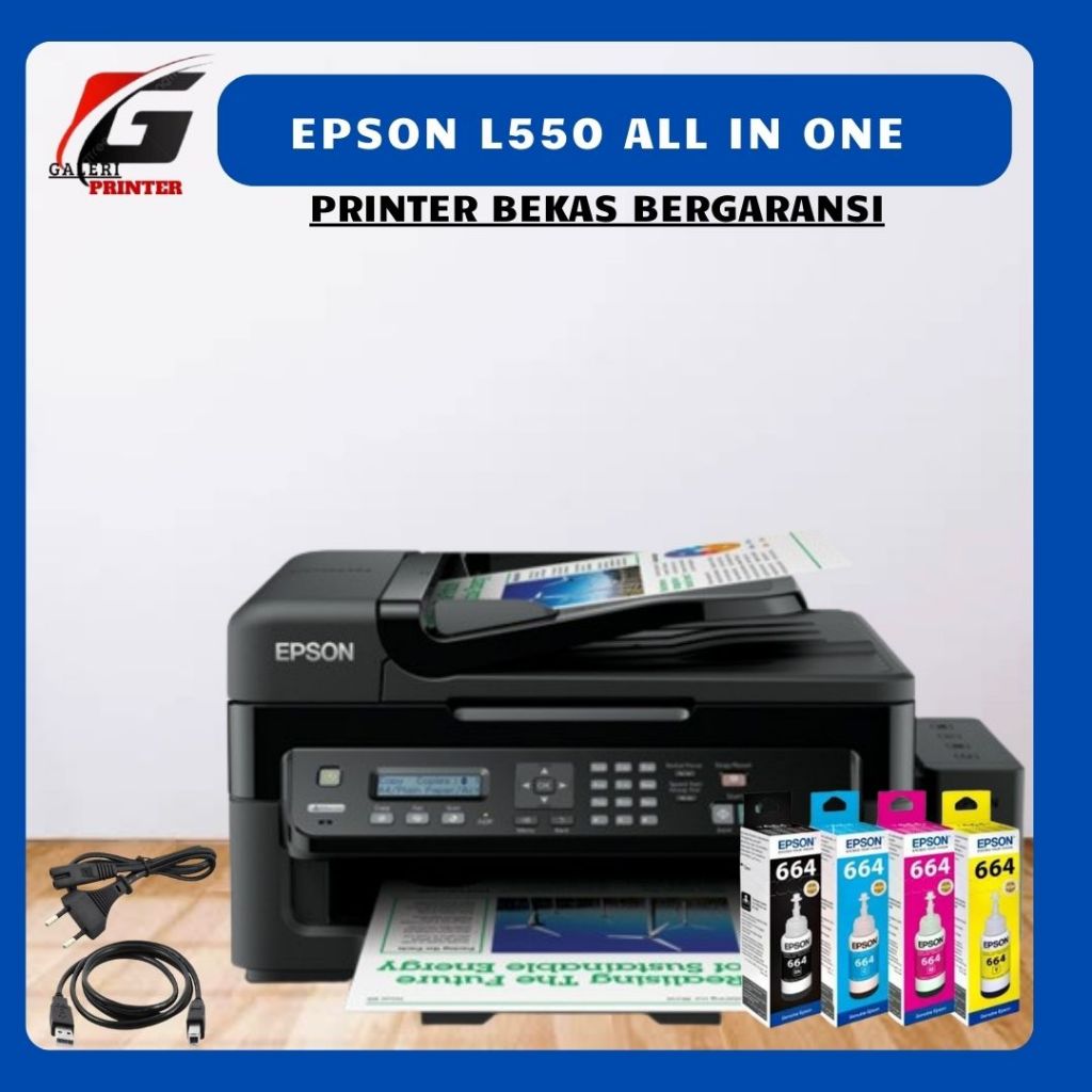 Jual Printer Injek Adf Epson L550 bisa print scan copy F4 siap pakai ...