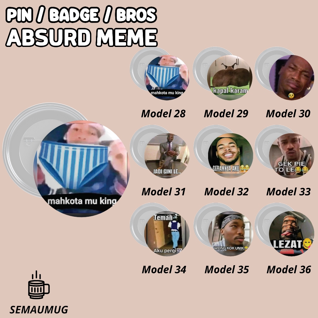 Jual PIN MEME HITAM INTERNET NGAWI KADO BROS BADGE BULAT MEME LUCU ...