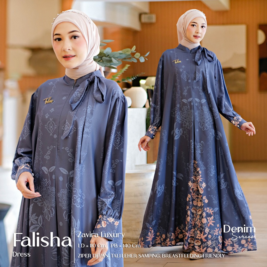 Jual Setulus Signature Falisha Dress Wanita Muslim Zavira Luxury Motif ...