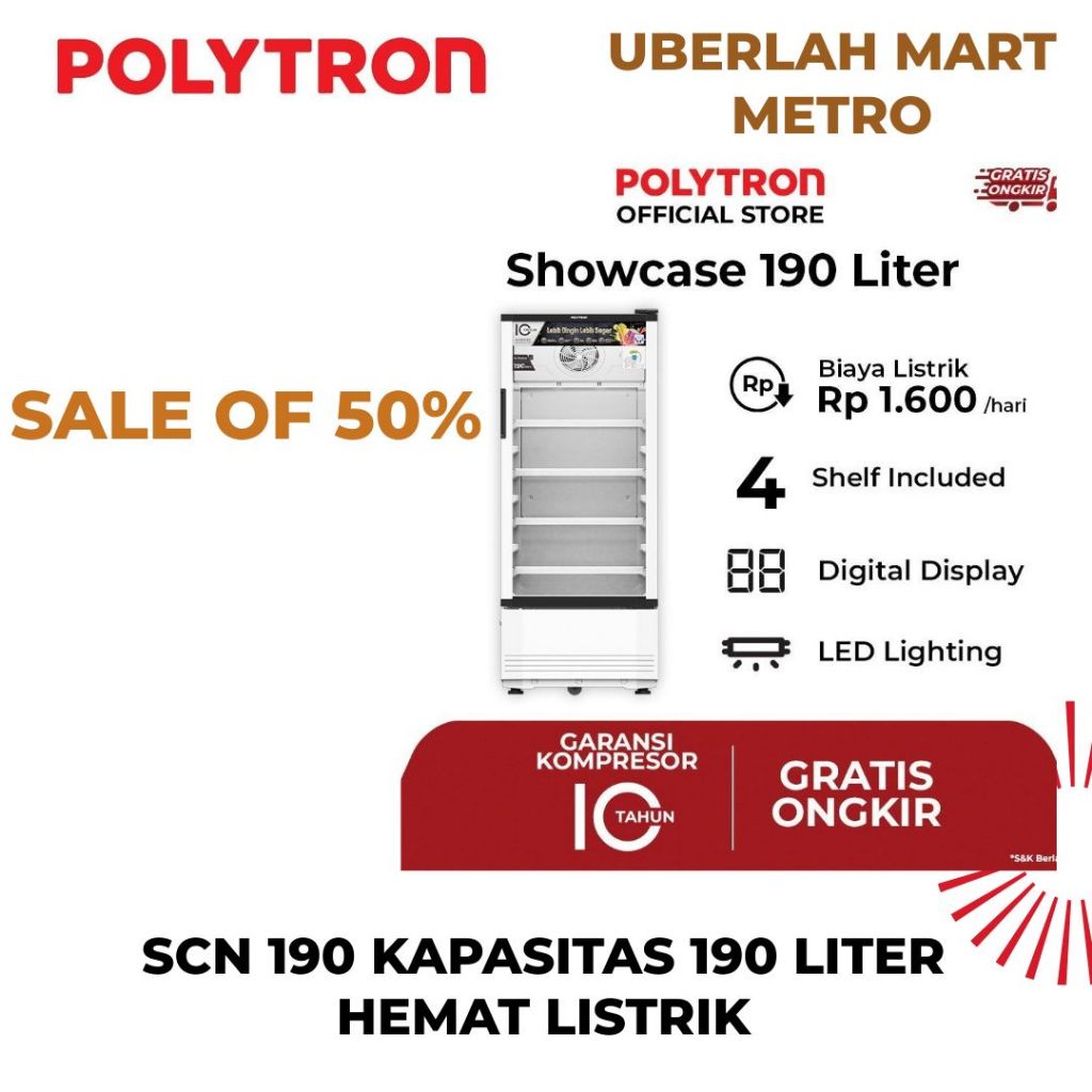 Jual POLYTRON SHOWCASE 4 RAK SCN 190 KAPASITAS 190 LITER | Shopee Indonesia
