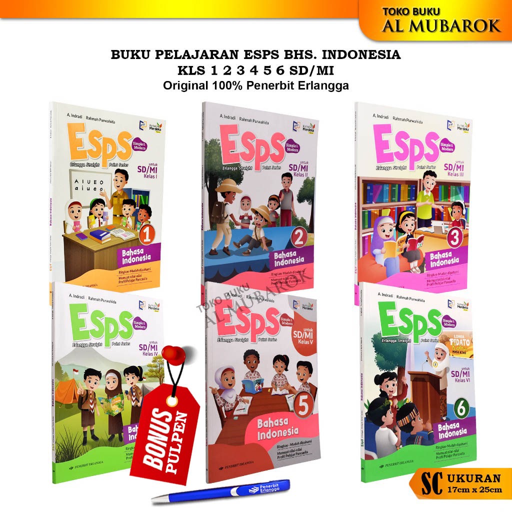 Jual Buku ESPS Bahasa Indonesia Kelas 1 2 3 4 5 6 SD MI Kurikulum Merdeka Asli Penerbit Erlangga ...