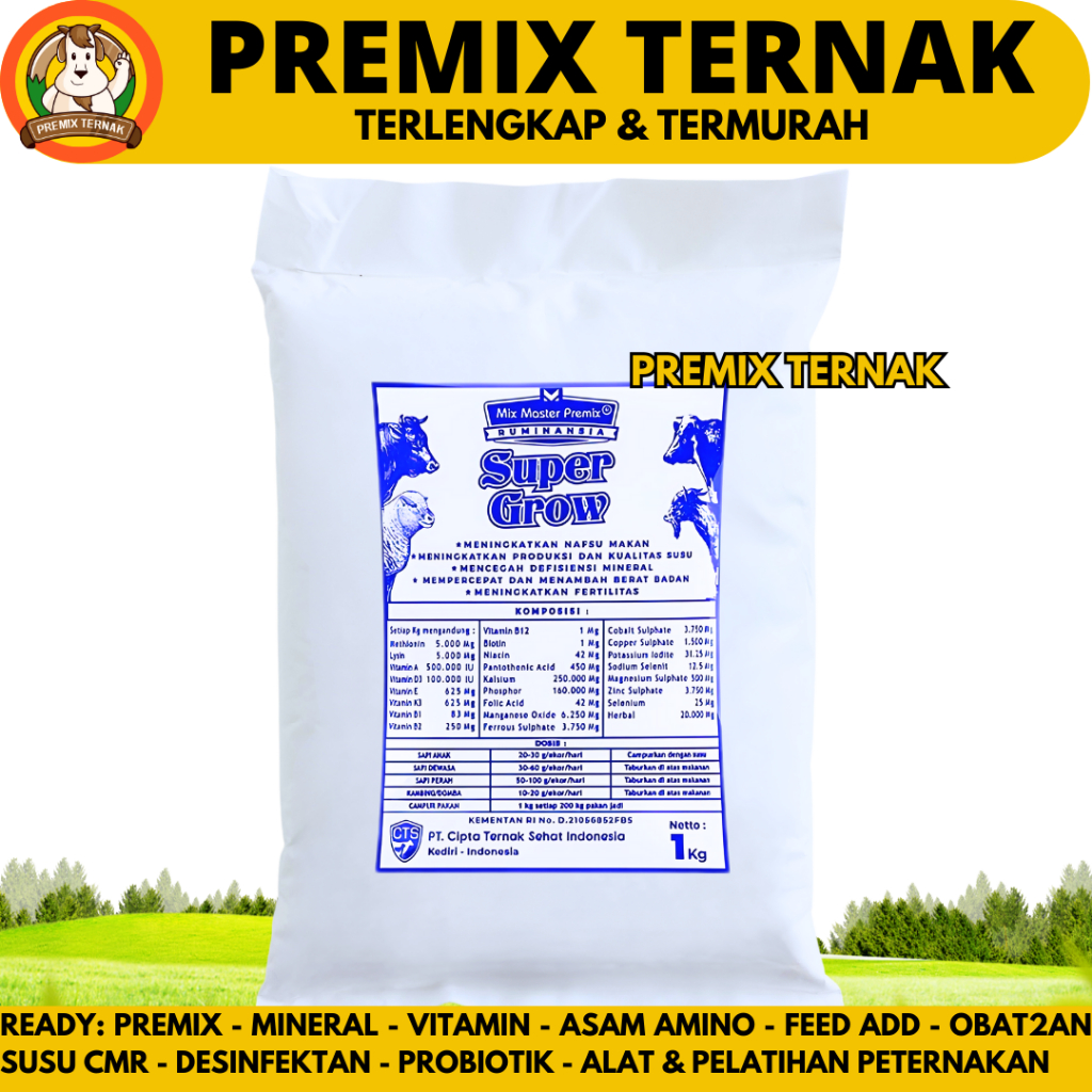 Jual Premix Sapi MIX MASTER PREMIX SUPER GROW 1 KG - Premix Mineral Vitamin Asam Amino Kambing ...