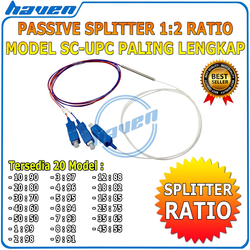 Jual Spliter Rasio 1:2 Splitter Ratio SC UPC Splitter Ratio Fiber Optic ...