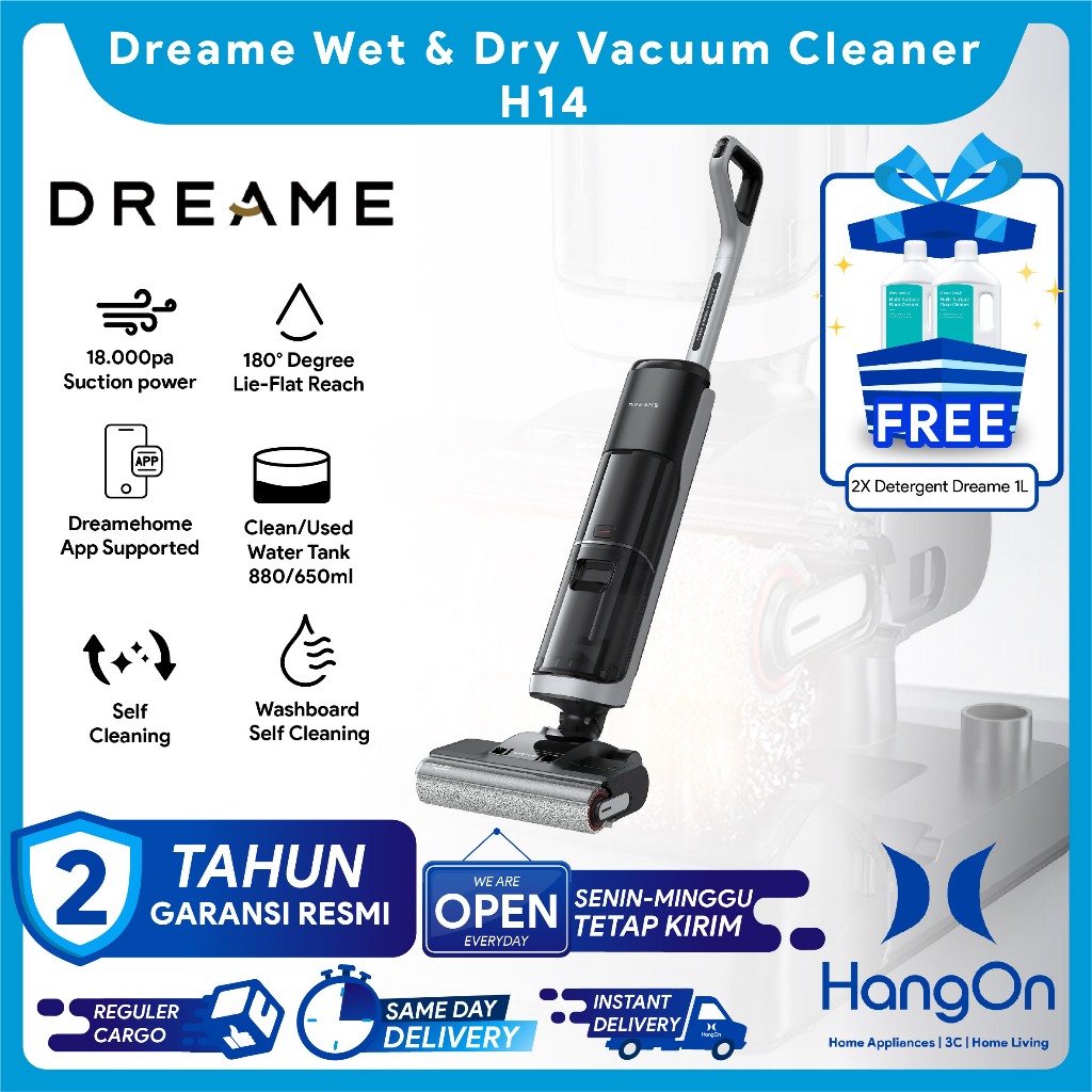 Jual Dreame H14 Wet & Dry Cordless Vacuum Cleaner Hot-Air Drying Vakum ...