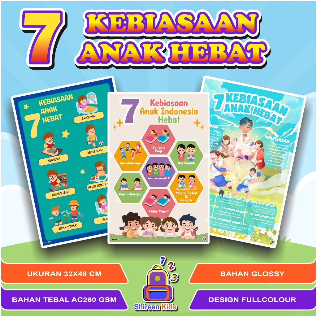 Jual Poster 7 Kebiasaan Anak Indonesia Hebat - POSTER EDUKASI ANAK ...