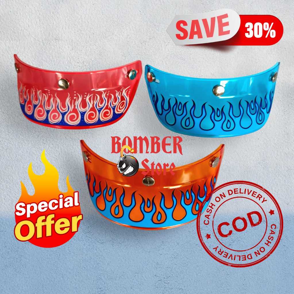 Jual Pet Helm Bogo Motif Api Retro Classic Pet helm Slimhead Warna ...