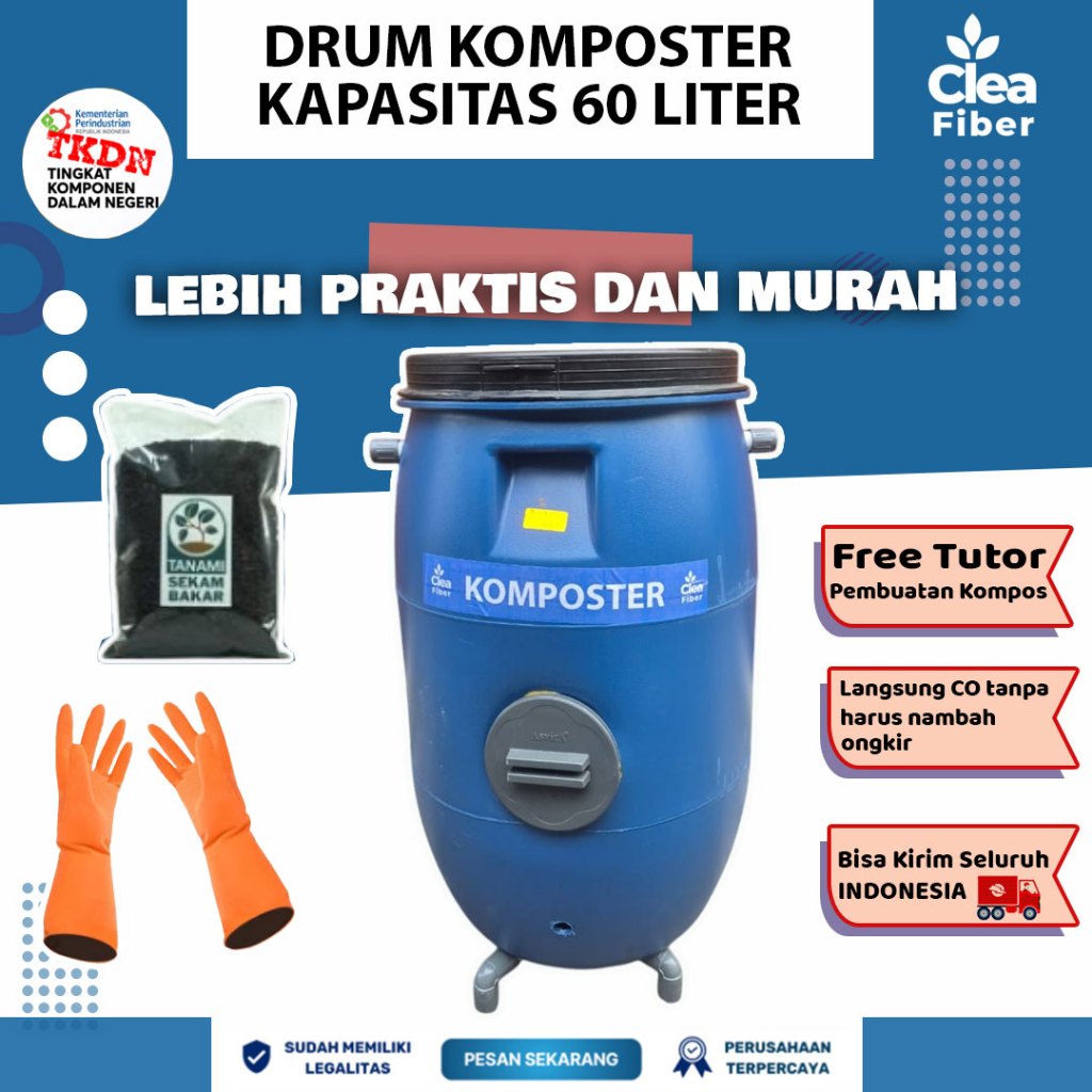Jual [Ready Stok] Drum komposter 60 Liter, Komposter sampah basah ...