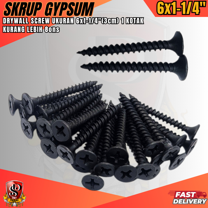 Jual Skrup Gypsum Drywall Screw Ukuran 6x1-1/4" (3cm) Kotak isinya 7ons lebih Skrup kayu sekrup ...