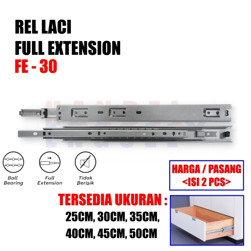 Jual Rel Laci Double Track Full Extension FE 30 Size 25 cm 30 cm 35 cm ...