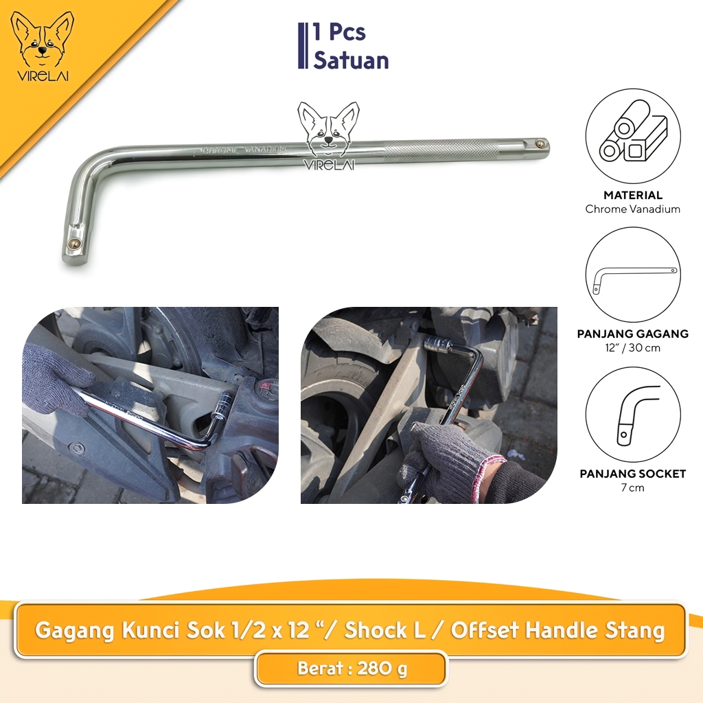 Jual Gagang Kunci Sok 1/2 x 12" / Shock L / Offset Handle Stang ...