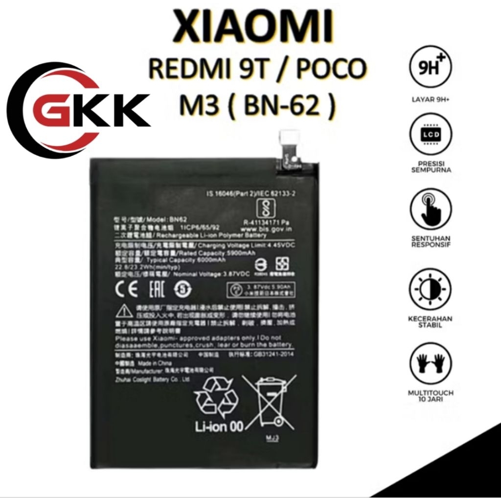 Jual Baterai Xiaomi Redmi 9T - Poco M3 BN-62 Batrey Xiaomi Pocophone M3 ...