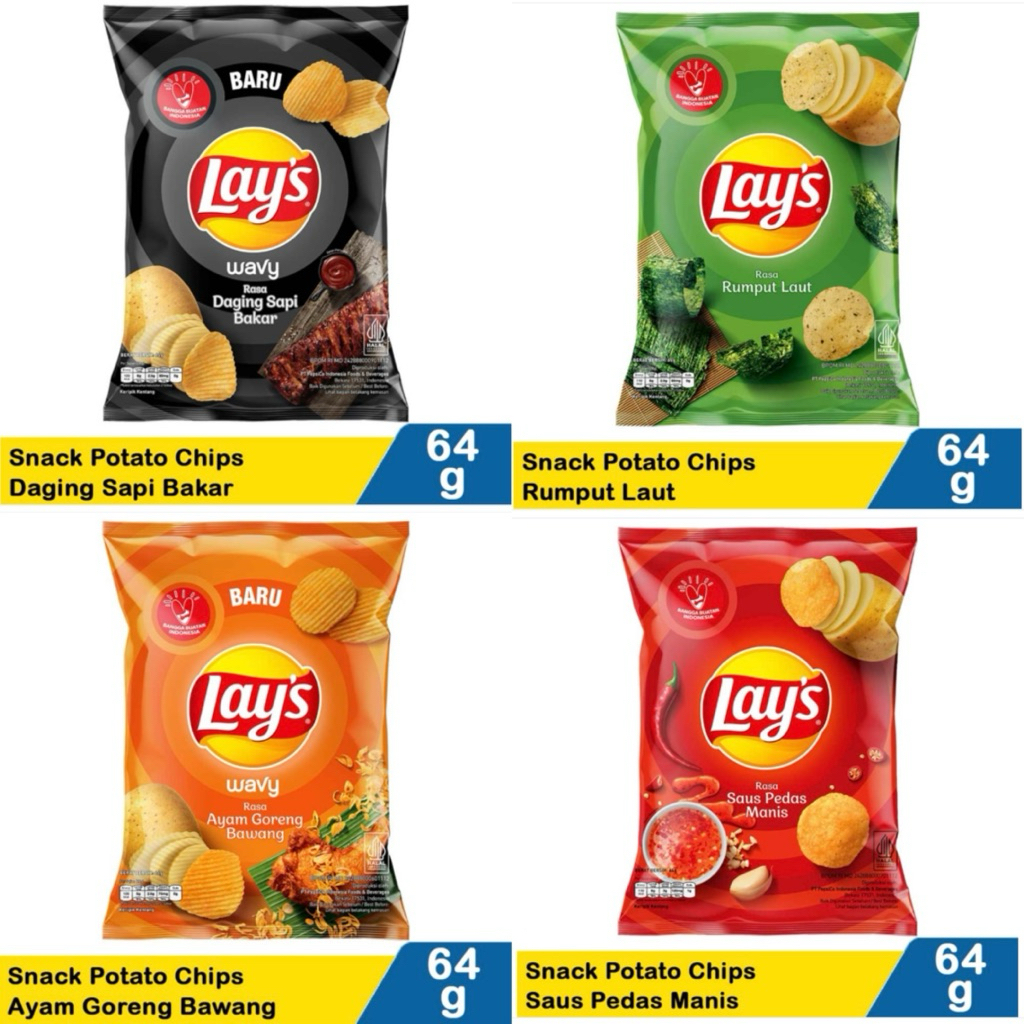 Jual LAY'S SNACK POTATO 64 gram / LAYS SNACK POTATO / JAJAN KENTANG ...