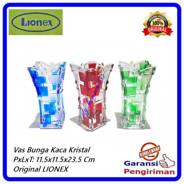 Jual Vas Bunga Kaca Pot Bunga Kaca Kristal Segi Tinggi 23.5 Cm Diameter ...