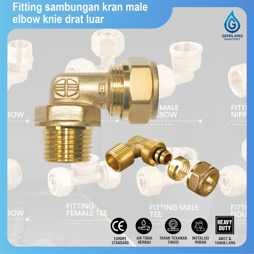 Jual Fitting Sambungan Pipa Kuningan Elbow Knee 90° – Siku L Drat Luar ...