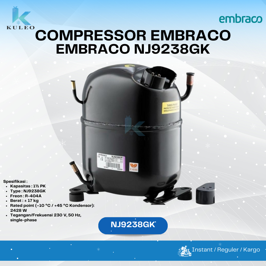 Jual Kompresor Embraco 1 1/2Hp NJ9238GK - Compressor embraco nj9238gk ...