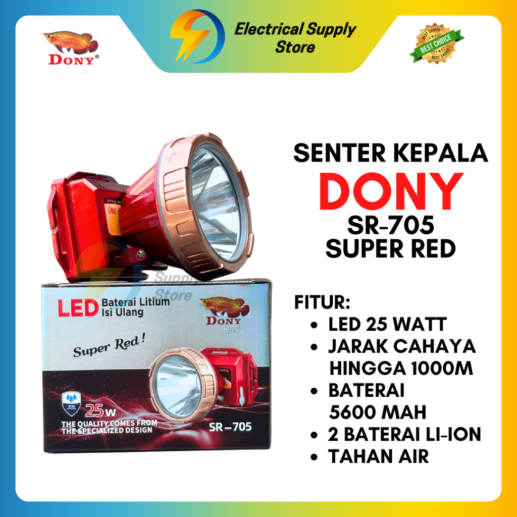 Jual SENTER KEPALA DONY SR-705 SUPER RED! | Q-LED 25W | SUPER TERANG ...