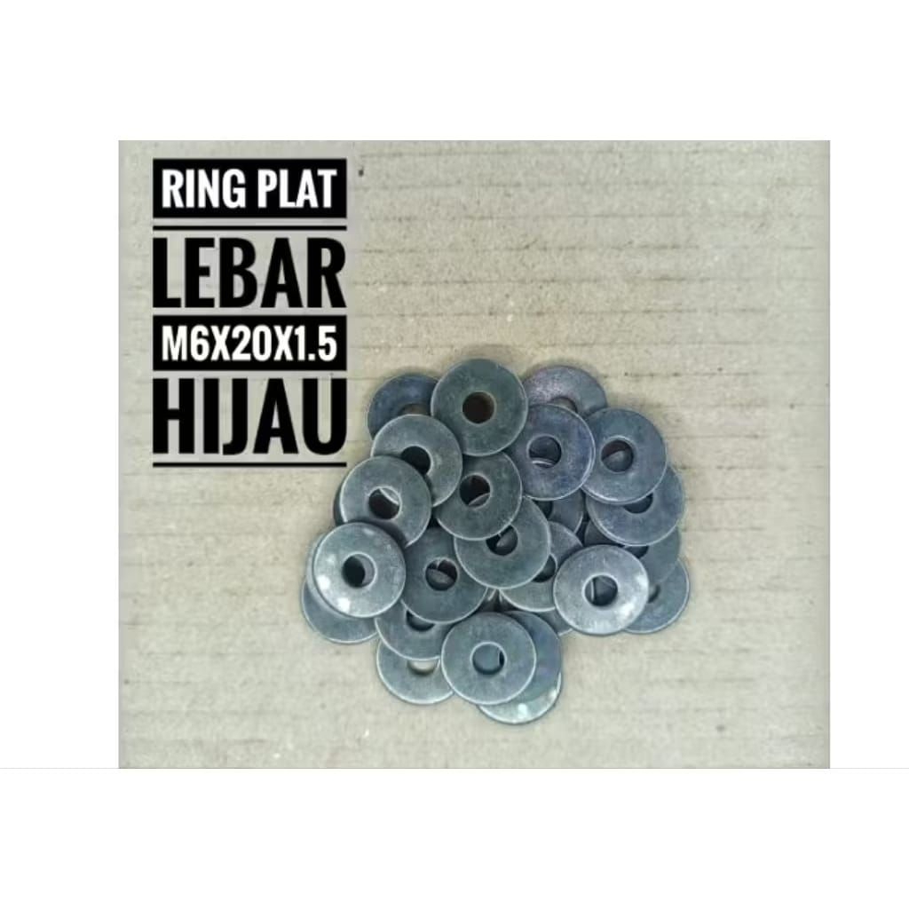 Jual ring plat lebar m6x20x1,5 hijau paket (100pcs) | Shopee Indonesia