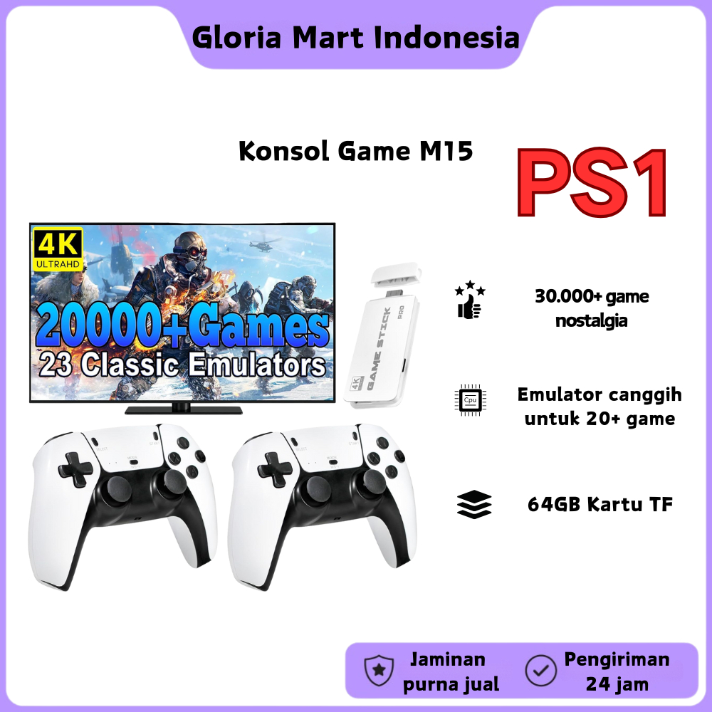 Jual M15 Plus 64GB Game Stick Wireless Controller 4K Console Retro ...