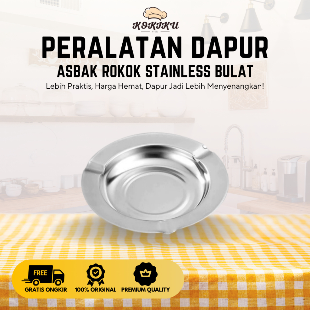 Jual Kokiku Steel 1108A - Asbak Rokok Stainless Besi Bulat / Tempat Abu ...