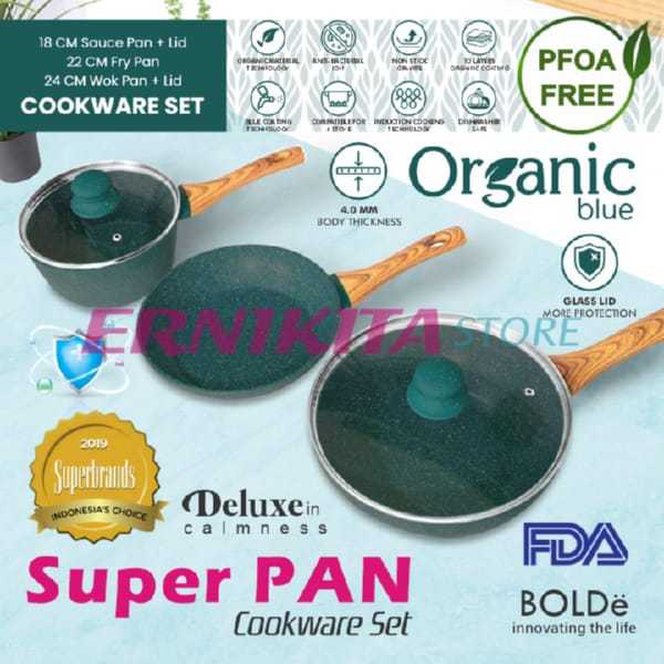 Jual BOLDe ORGANIC BLUE COOKWARE SET 5pcs Panci Rebus Wajan Goreng ...