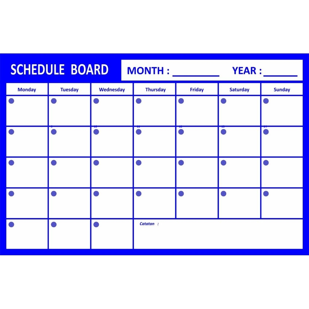 Jual SCHEDULE BOARD ,Monthly Planner Board, 32x48cm, Papan Tulis ...