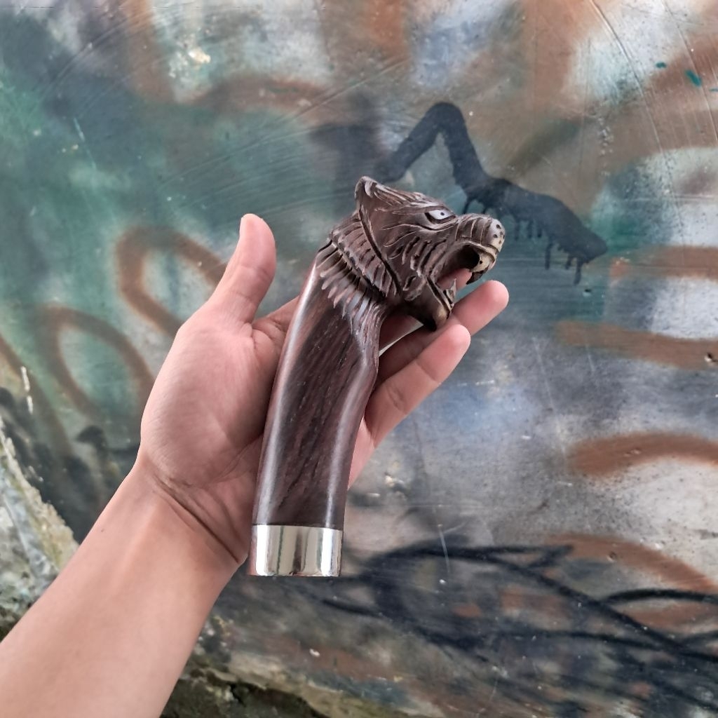 Jual Gagang Gollok Pisau Ukiran Macan Kayu Sonokeling | Shopee Indonesia
