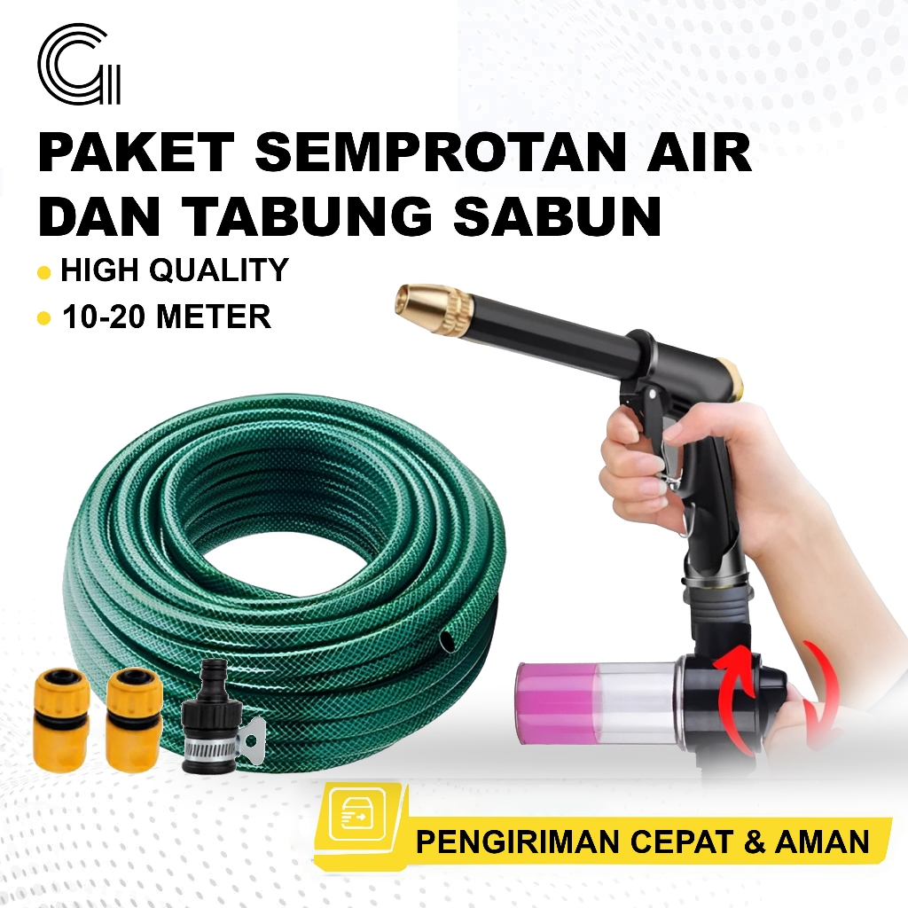 Jual SELANG GEMUK Paketan Selang Air Semprotan Air Jet Spray Gun Cuci ...