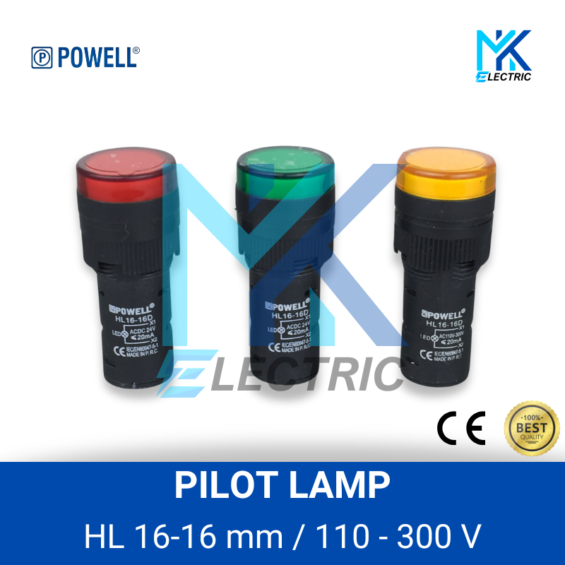 Jual POWELL - PILOT LAMP HL 16 - 16 (110 - 300V) MERAH, KUNING, HIJAU ...