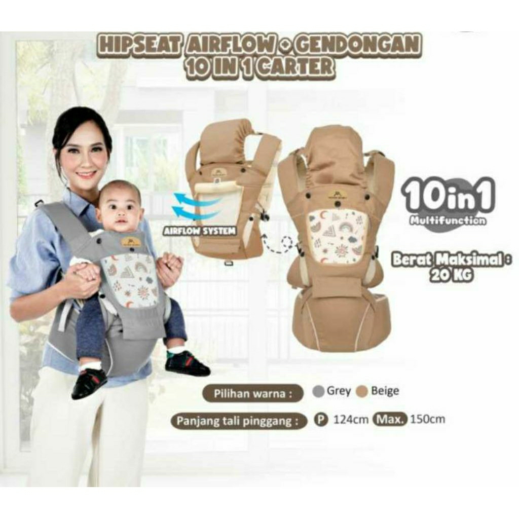 Jual Gendongan Hipseat Airflow Dan Gendongan 10in1 Carter Moms Baby ...