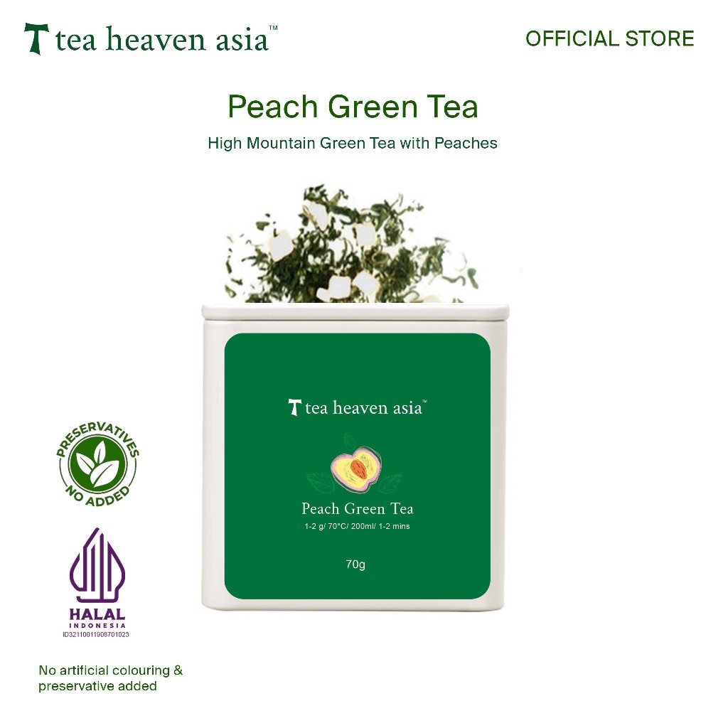 Jual Tea Heaven Peach Green Tea Fruit Tea Blend Premium 70gr | Shopee ...