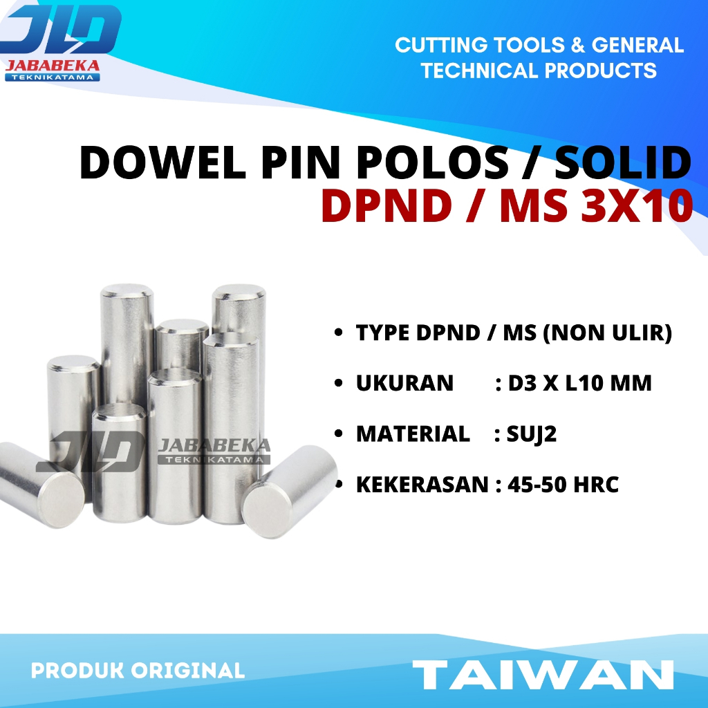 Jual DPND 3 x 10 mm Dowel Pin Polos Solid Tanpa Drat Ulir Tipe DPND ...