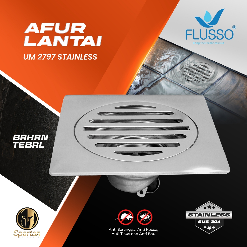 Jual Flusso Floor Drain Afur Kamar Mandi Saringan Got Pembuangan Air ...