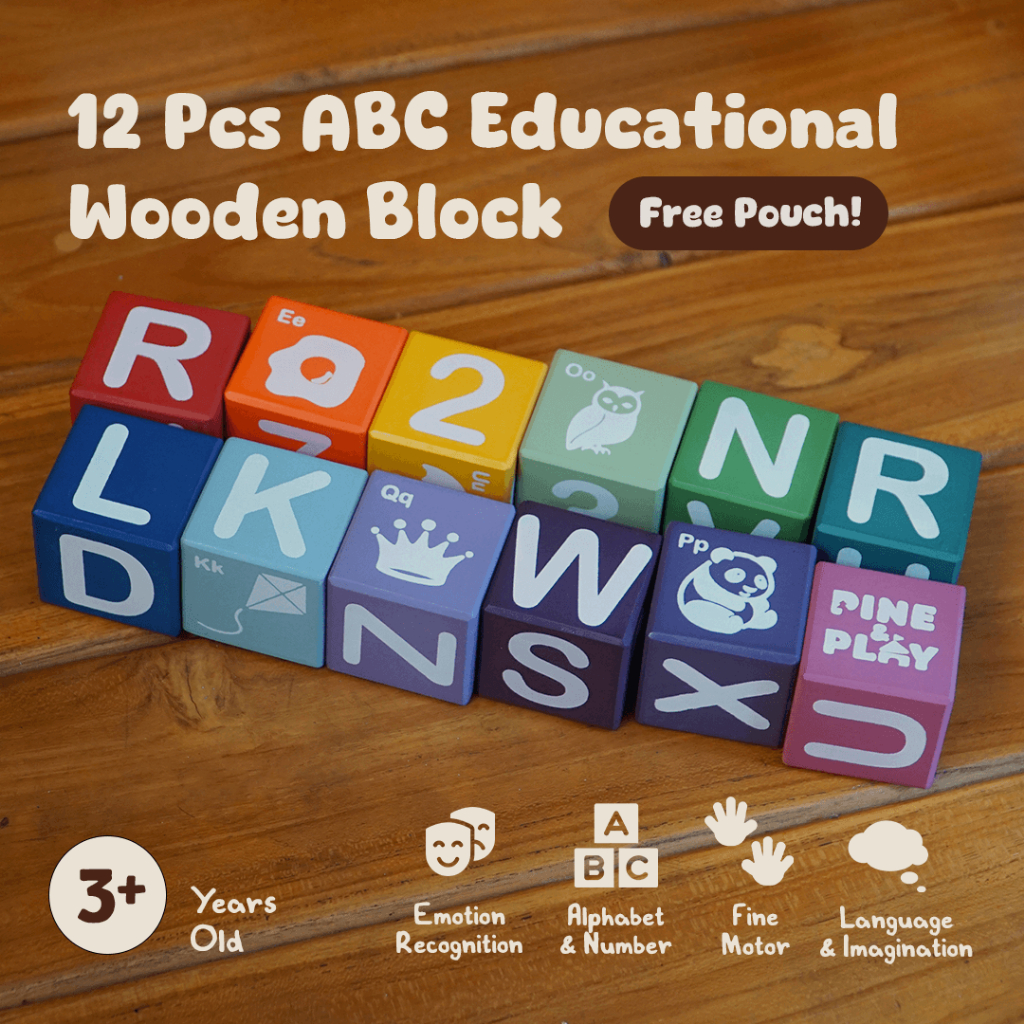 Jual ABC Wooden Block Toys 12 Pcs Alphabet Number Educatioinal ...