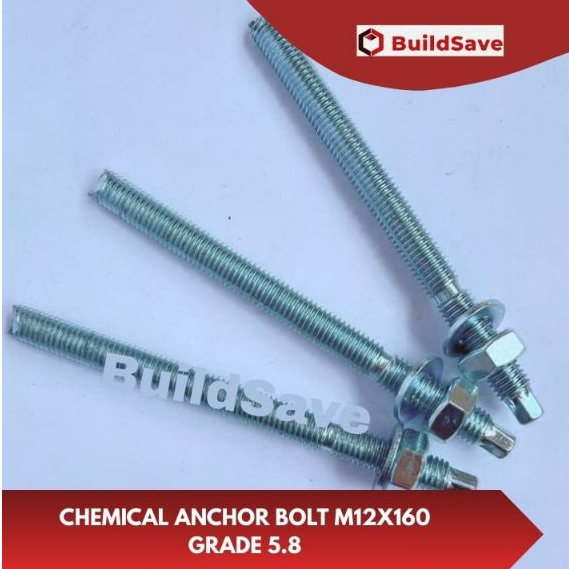 Jual CHEMICAL ANCHOR ANGKUR STUD BOLT M12 X 160 GRADE 5.8 | Shopee ...