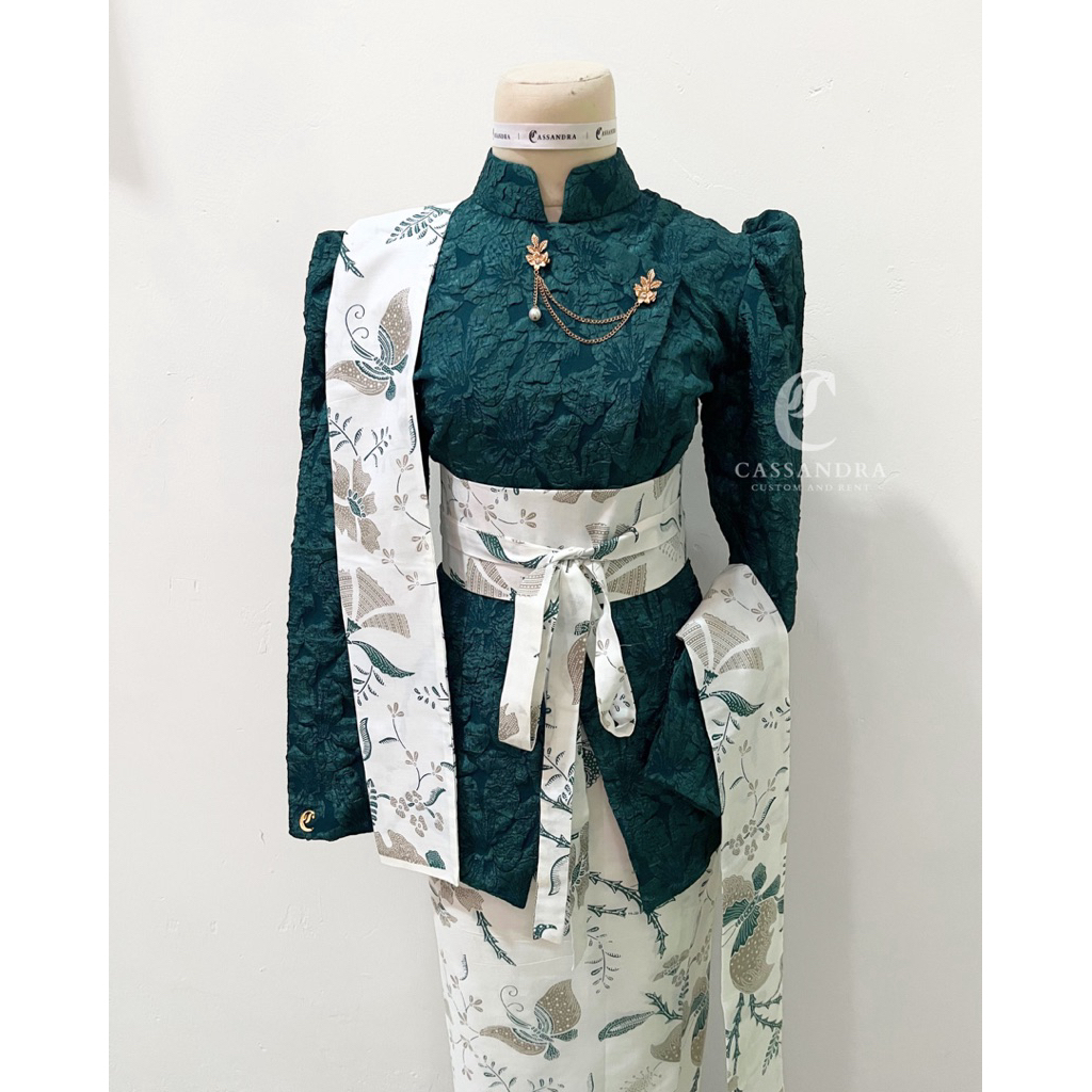 Jual KEBAYA JANGGAN EMERALD GREEN KEBAYA JAGGAN FUKURO JAQUARD EMBOS ...