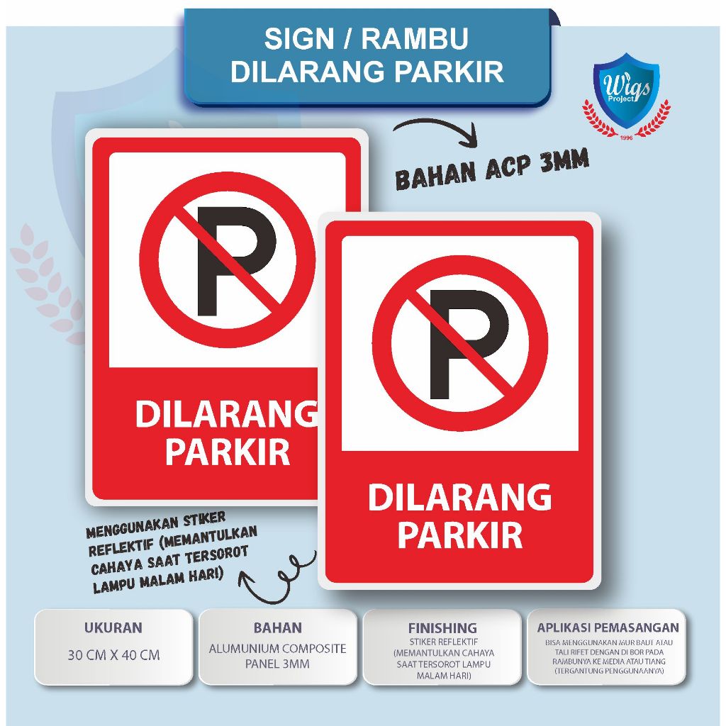 Jual Rambu Dilarang Parkir Plat ACP tebal 3mm | Shopee Indonesia