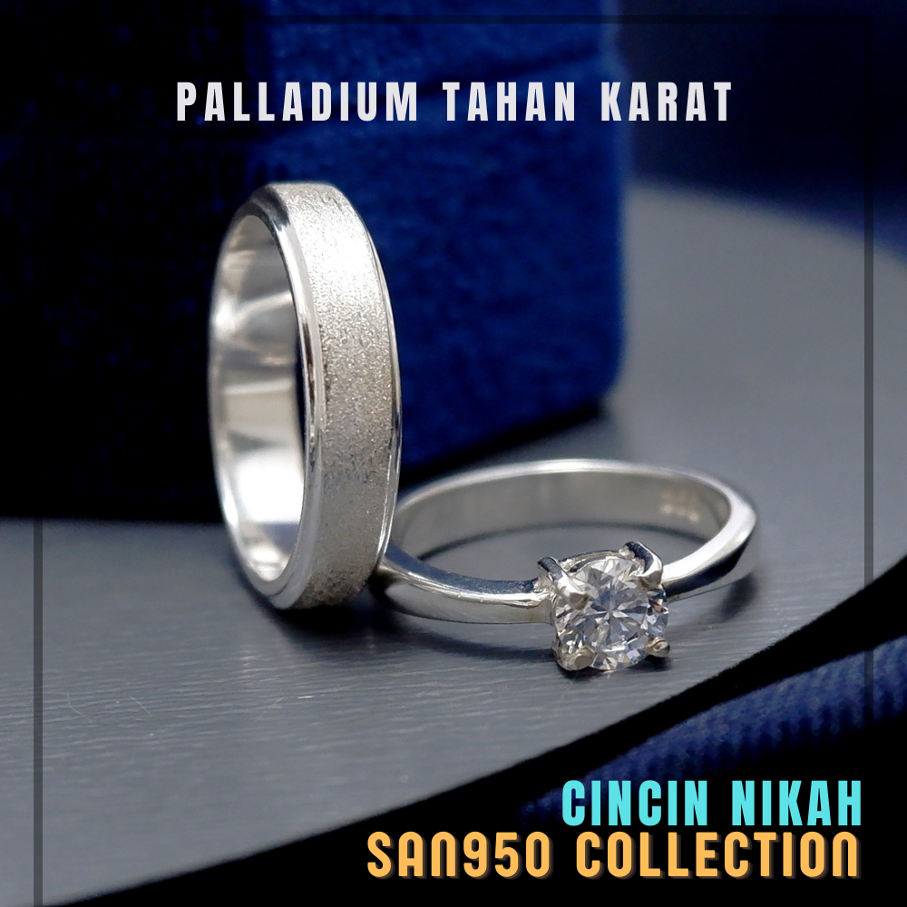 Jual Cincin Kawin Nikah Couple Tunangan Custom Perak 950 Palladium ...