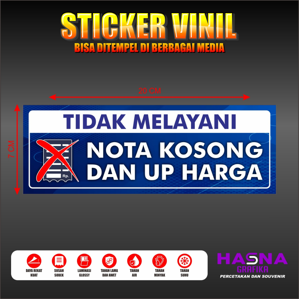 Jual Hasna Grafika Stiker Vinil Nota Kosong dan Up Harga | Shopee Indonesia