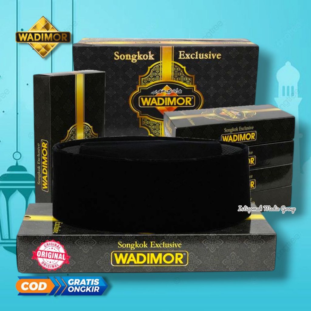 Jual Peci Songkok Kopiah WADIMOR AC Hitam Premium Exclusive Size 2 - 10 ...