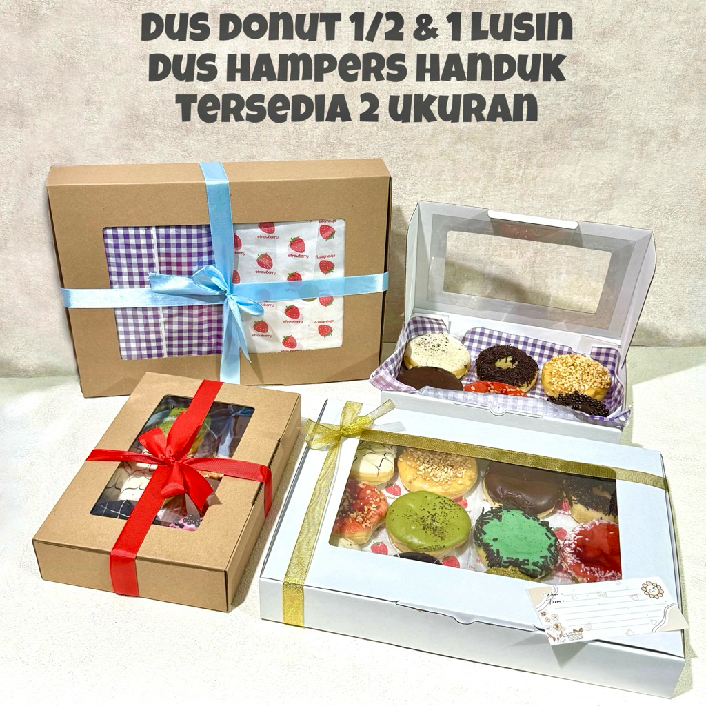 Jual Dus Donut Setengah & Satu Lusin | Box Donat | Dus Handuk | Box ...