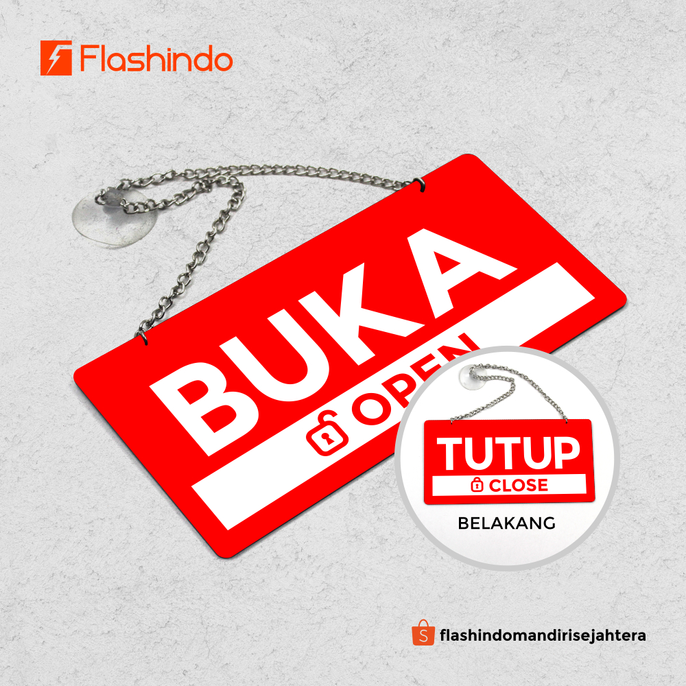 Jual Signboard Akrilik Buka Tutup Open Closed 2 Muka 6 Pilihan Warna ...