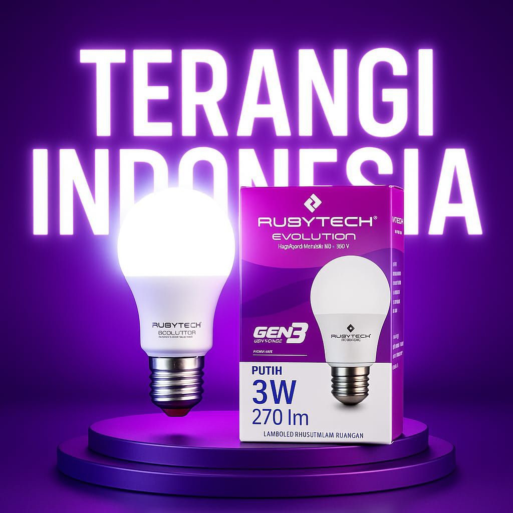 Jual Lampu LED A Bulb 3W Putih Terang - Rubytech Evolution | Bergaransi ...