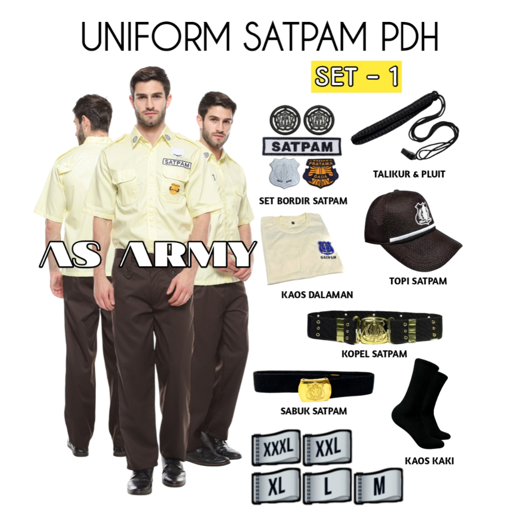 Jual Paket Lengkap Seragam PDH PDL Satpam Security Terbaru Cream Krem ...