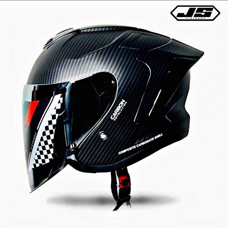 Jual Helm JS Armor carbon Doff half face Original SNI/helm pria/helm ...