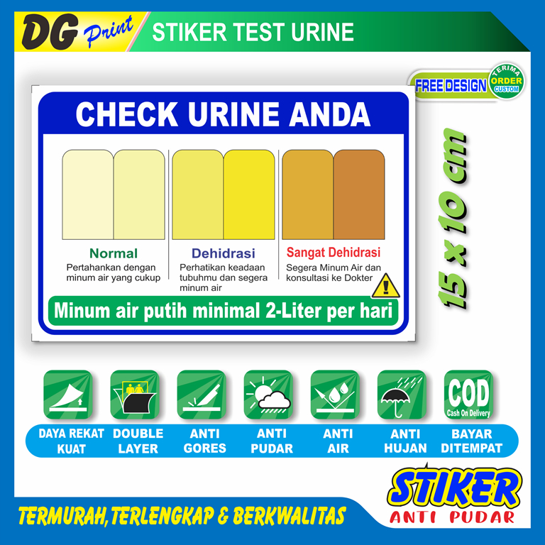 Jual Stiker anti pudar new check urine pee meter acuan warna air ...