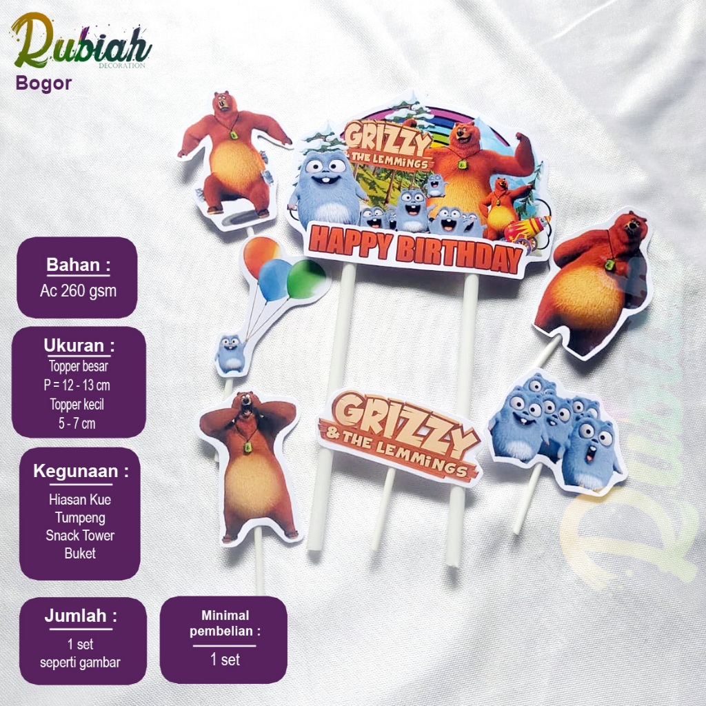 Jual Topper cake Karakter Grizzy and the lemmings Kue Ulang Tahun ...