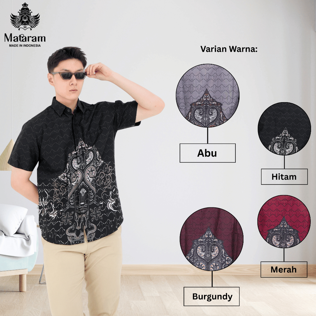 Jual Mataram - Kemeja Batik Pria Katun Slimfit Lengan Pendek Motif ...