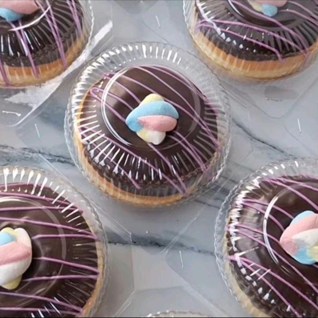 Jual ( 50 pcs ) Mika Donat bening / Mika Kue Donat / Tray Donat bulat ...