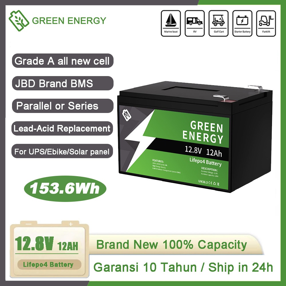 Jual Lifepo4 Baterai Litium 12V12AH with 15A BMS, Lifepo4 Battery 12v ...