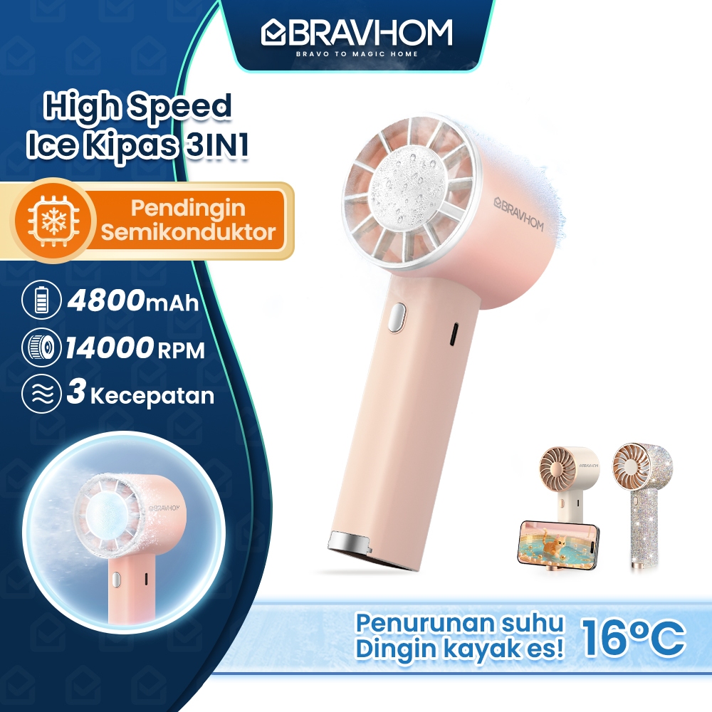 BRAVHOM Kipas Angin Mini 3IN1 Powerbank 3600mAh Aromaterapi Lampu Warna ...